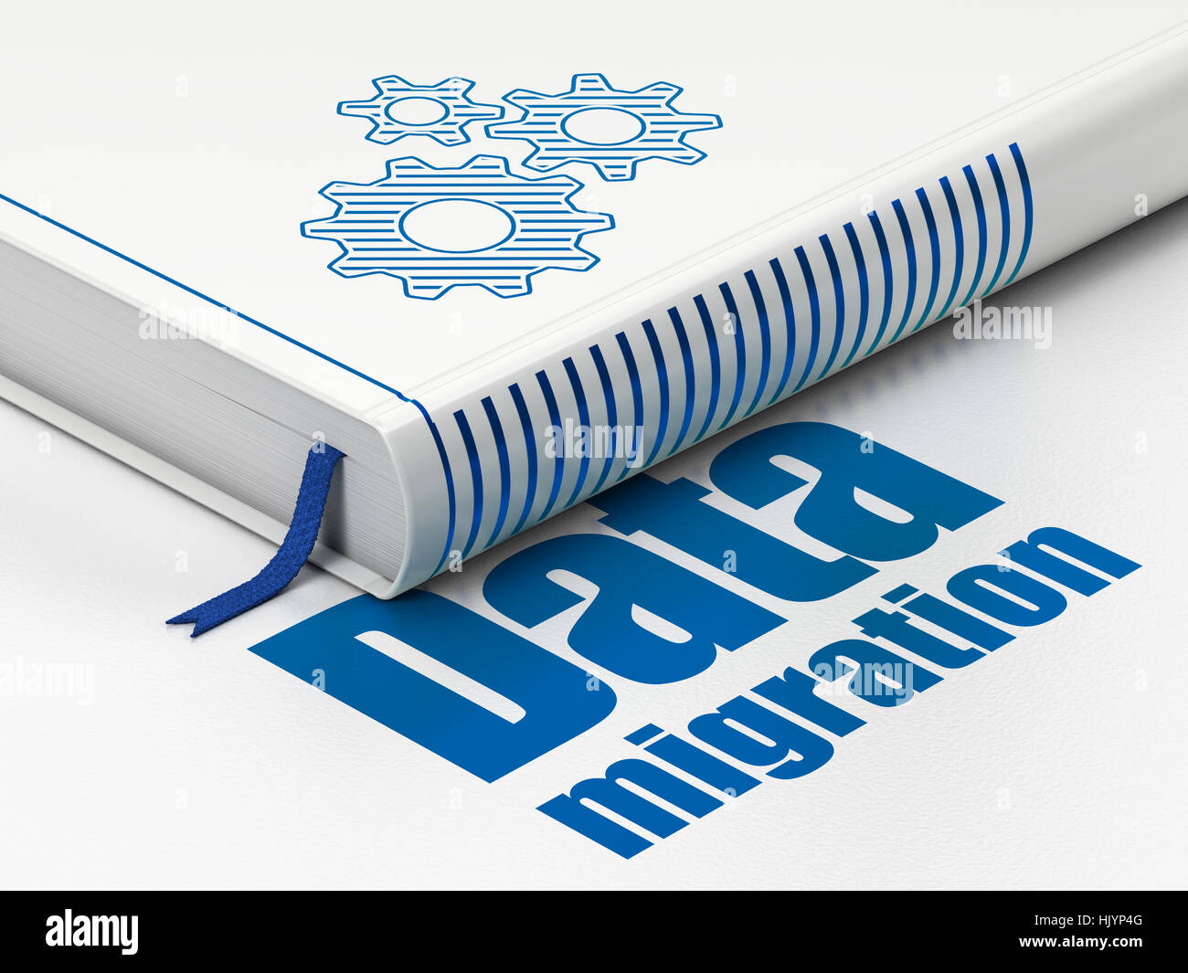 Data concept: book Gears, Data Migration on white background Stock ...