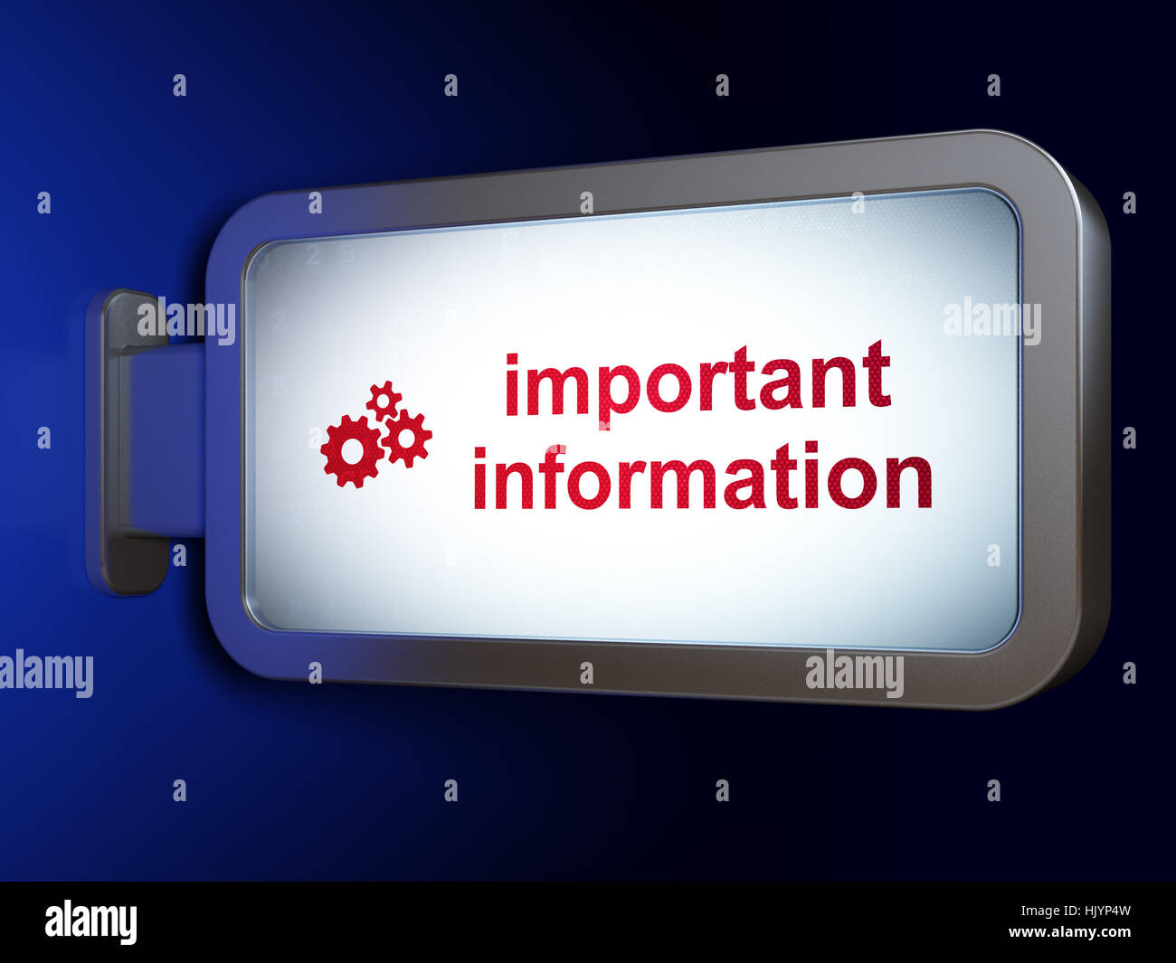 Information concept: Important Information and Gears on billboard ...