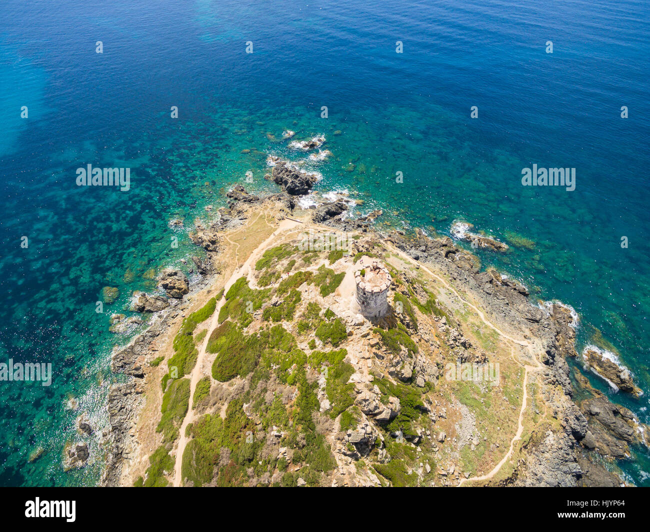 Aerial view of Sanguinaires bloodthirsty Islands in Corsica, France ...