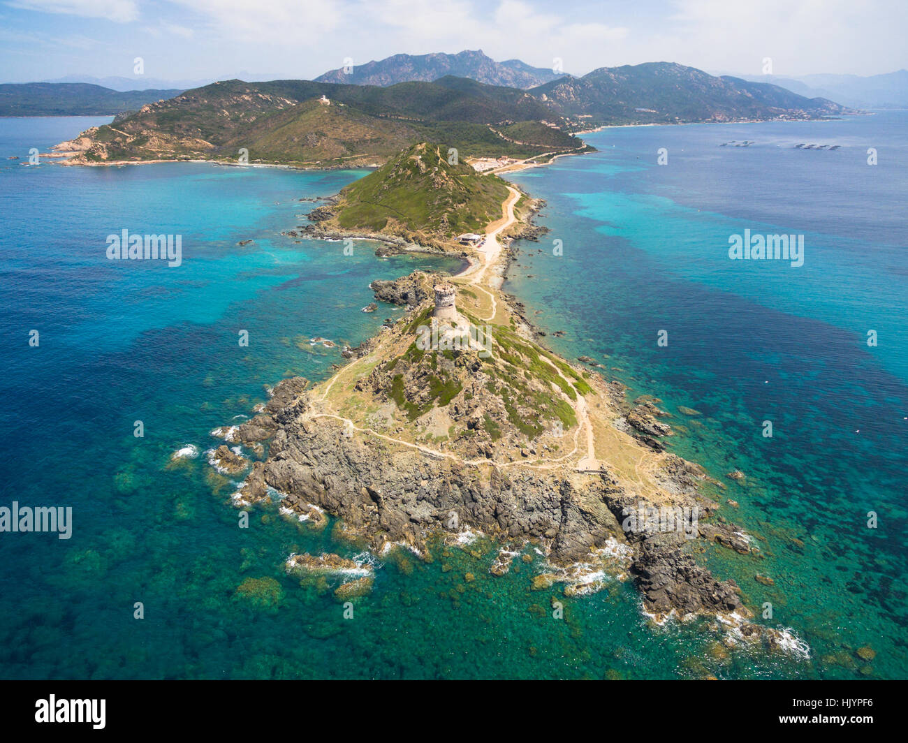 Aerial view of Sanguinaires bloodthirsty Islands in Corsica, France ...