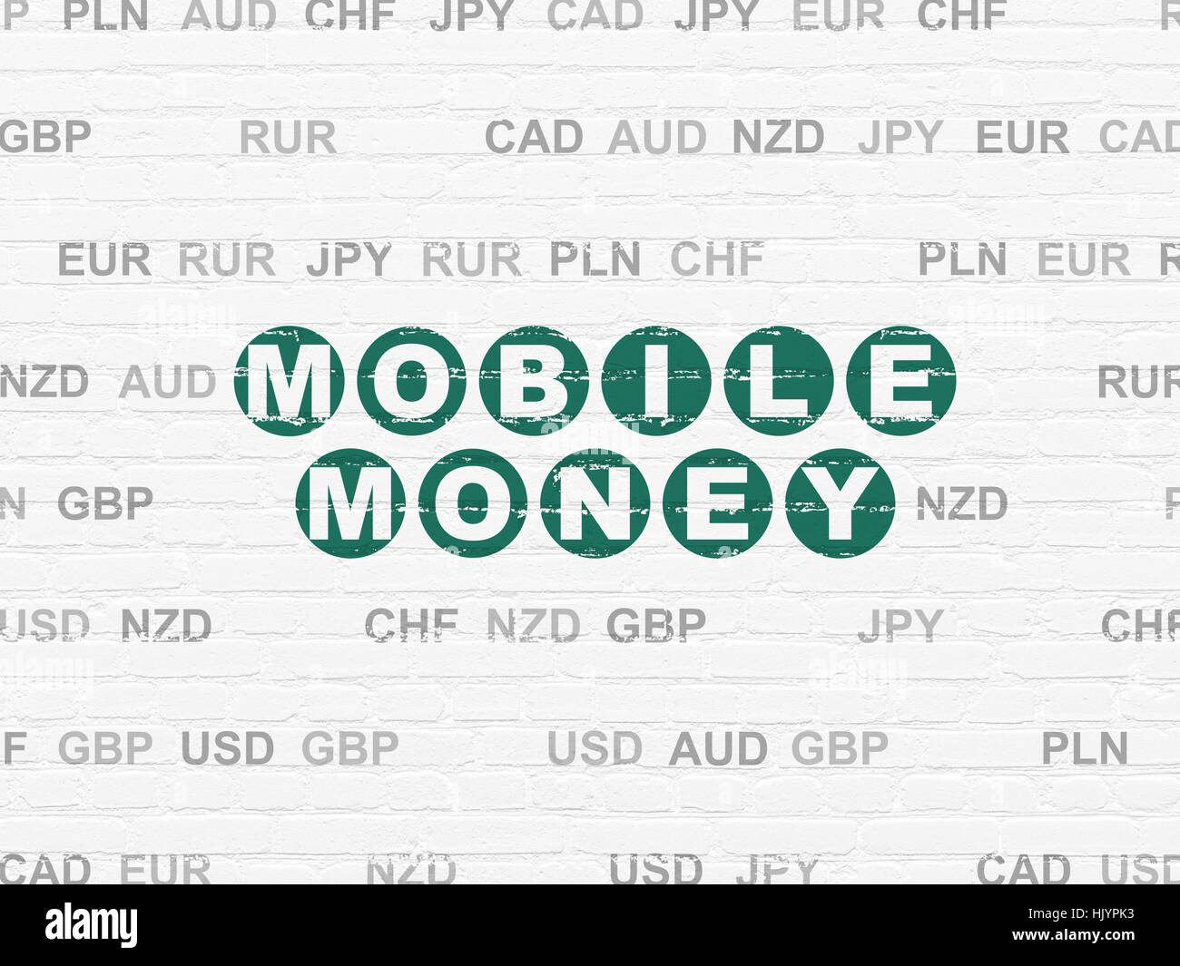 Currency concept: Mobile Money on wall background Stock Photo - Alamy