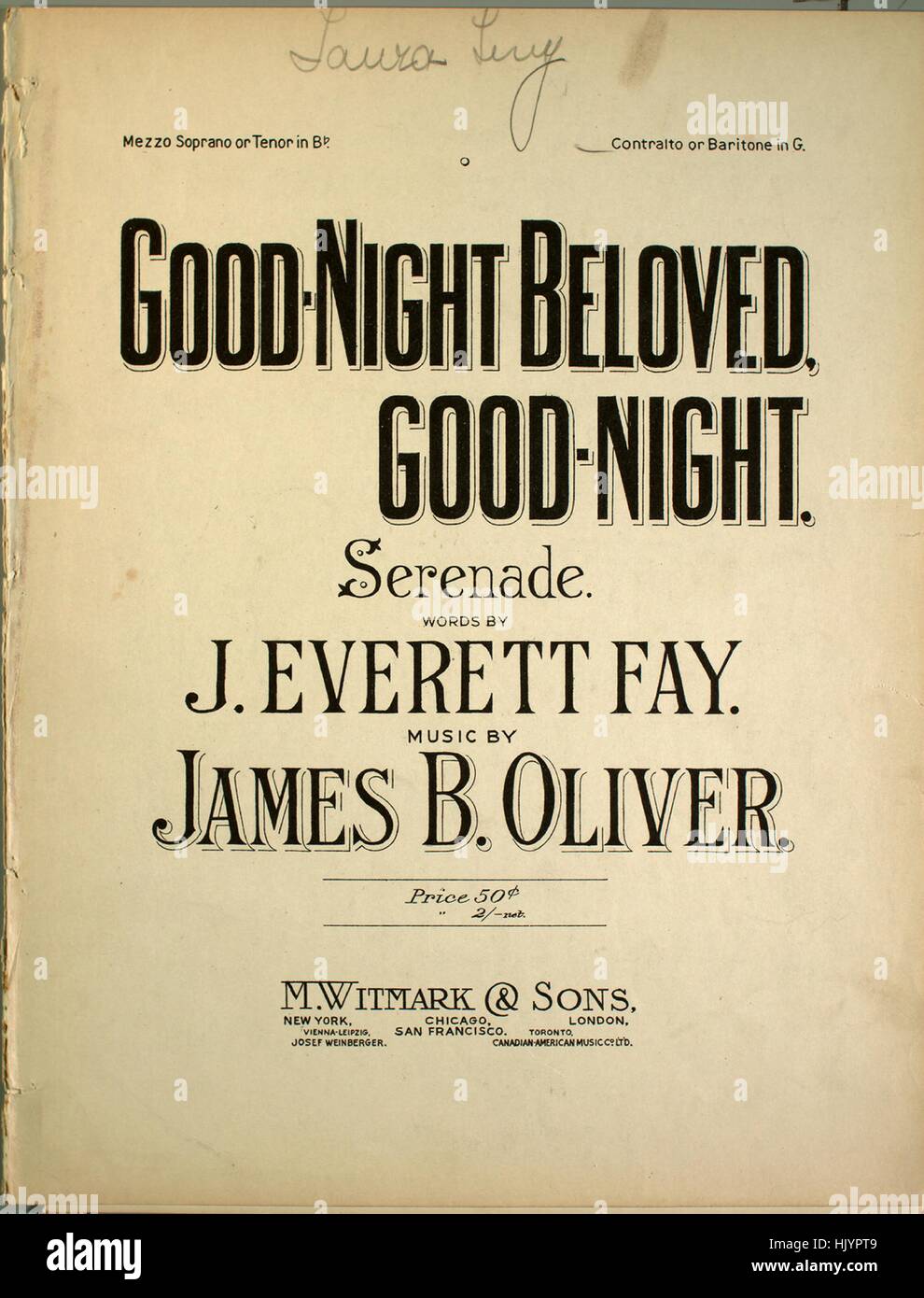Sheet music cover image of the song 'Good-Night Beloved, Good-Night ...