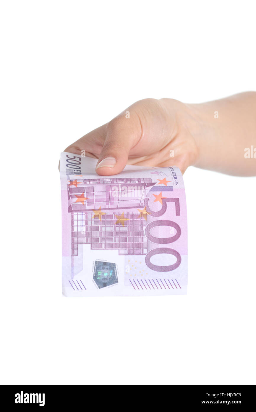 Hand hold 500 euro banknote Cut Out Stock Images & Pictures - Alamy