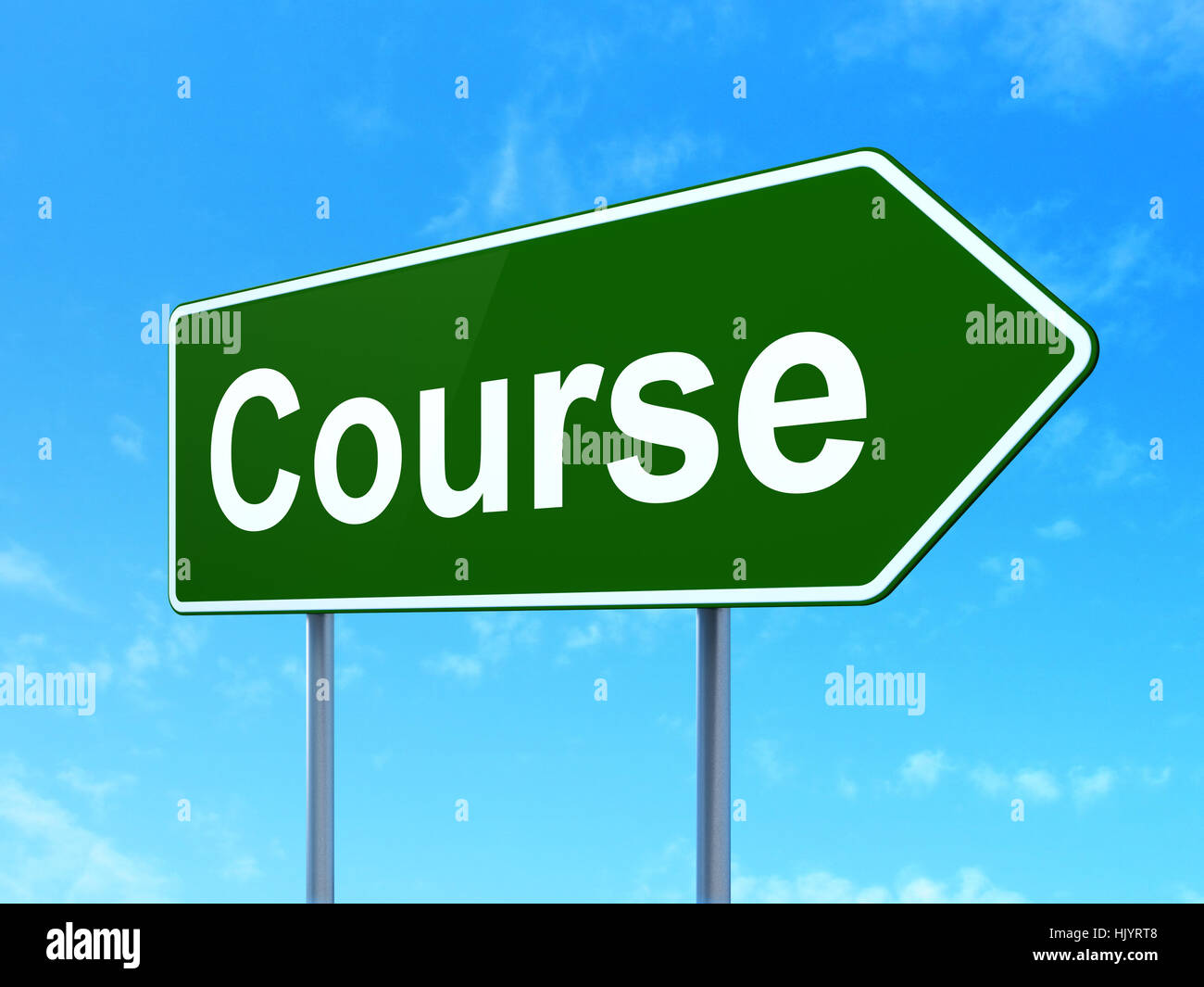Education concept: Course on road sign background Stock Photo - Alamy