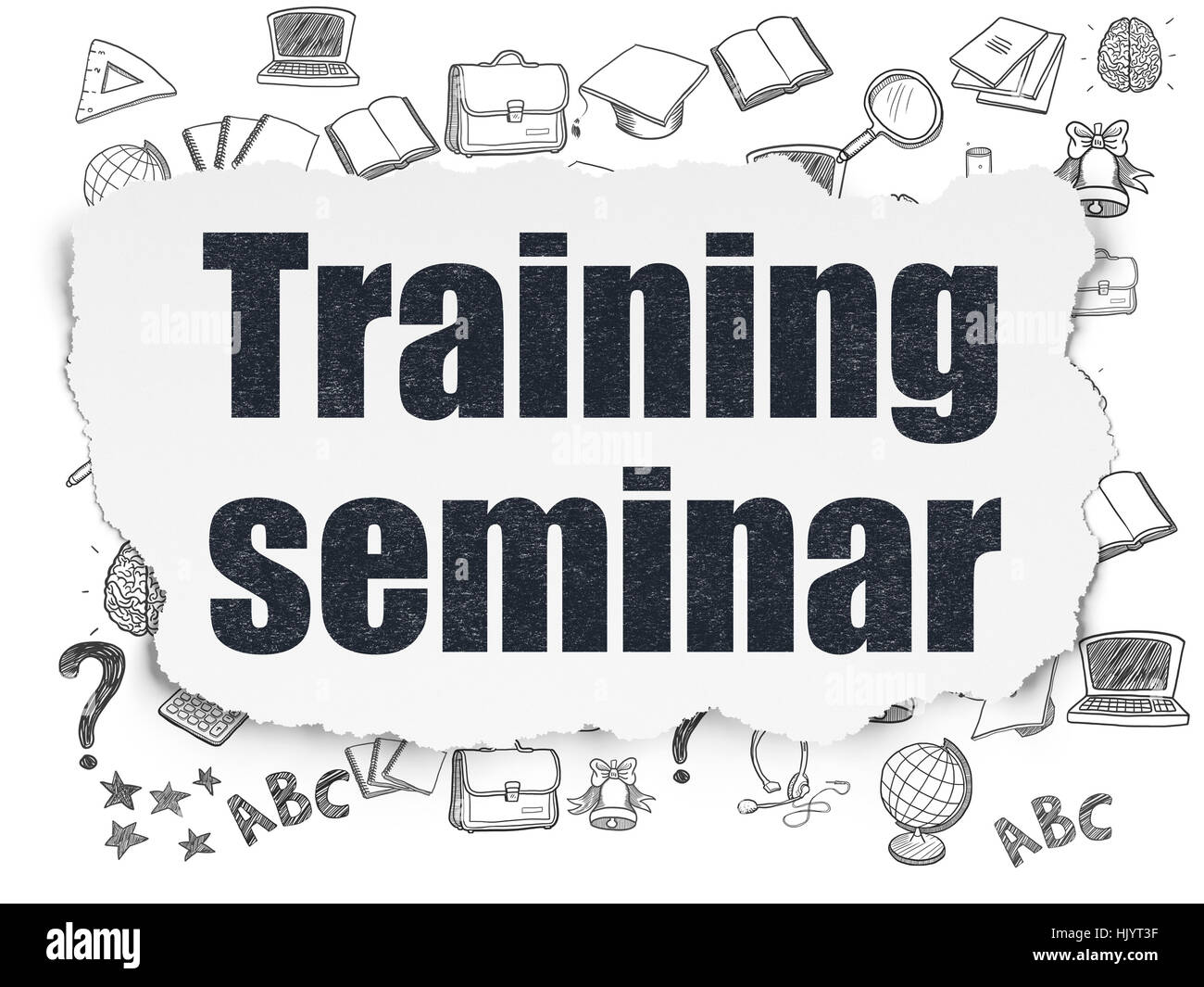 Learning concept: Training Seminar on Torn Paper background Stock Photo ...