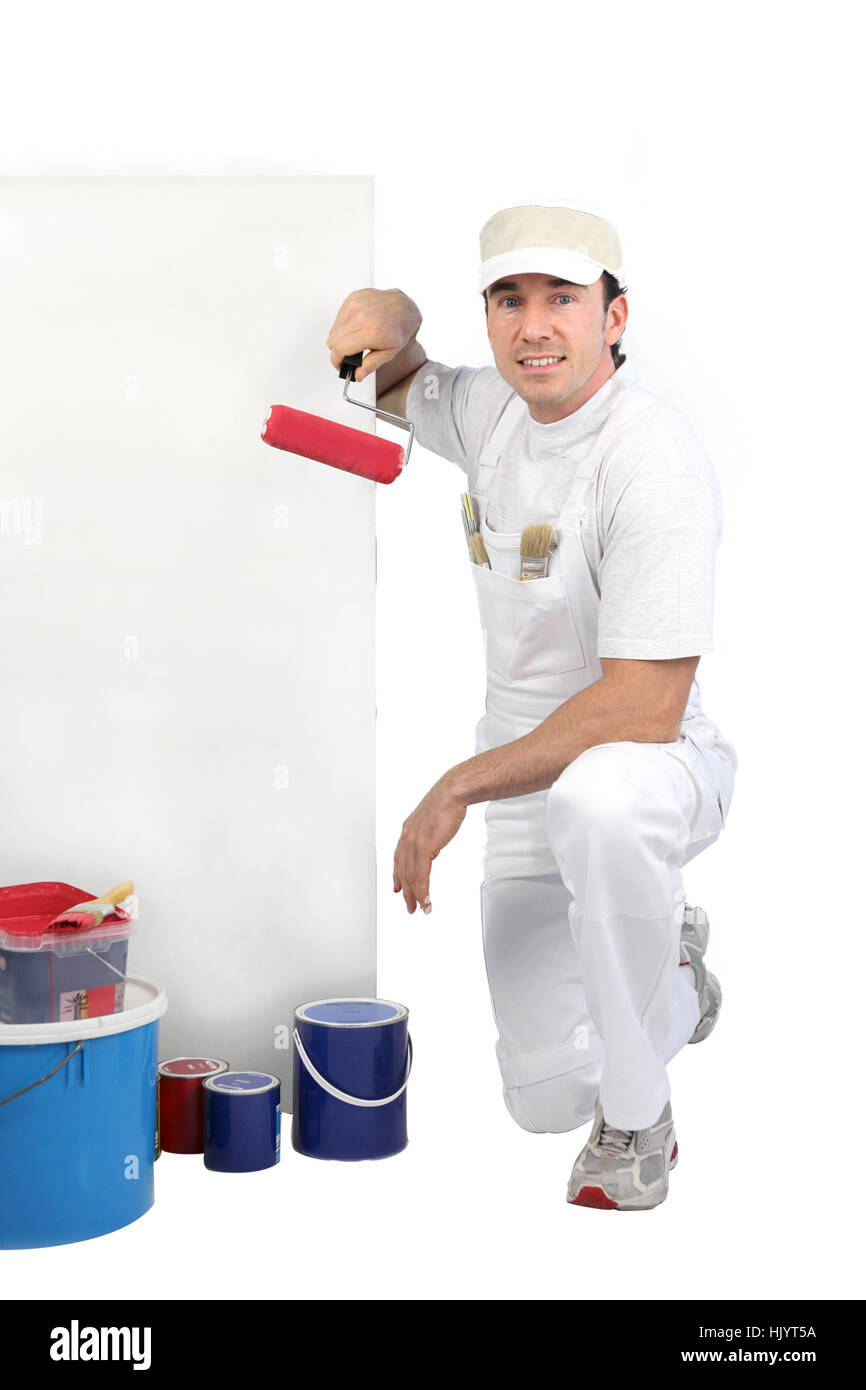 painter painting panel Stock Photo - Alamy
