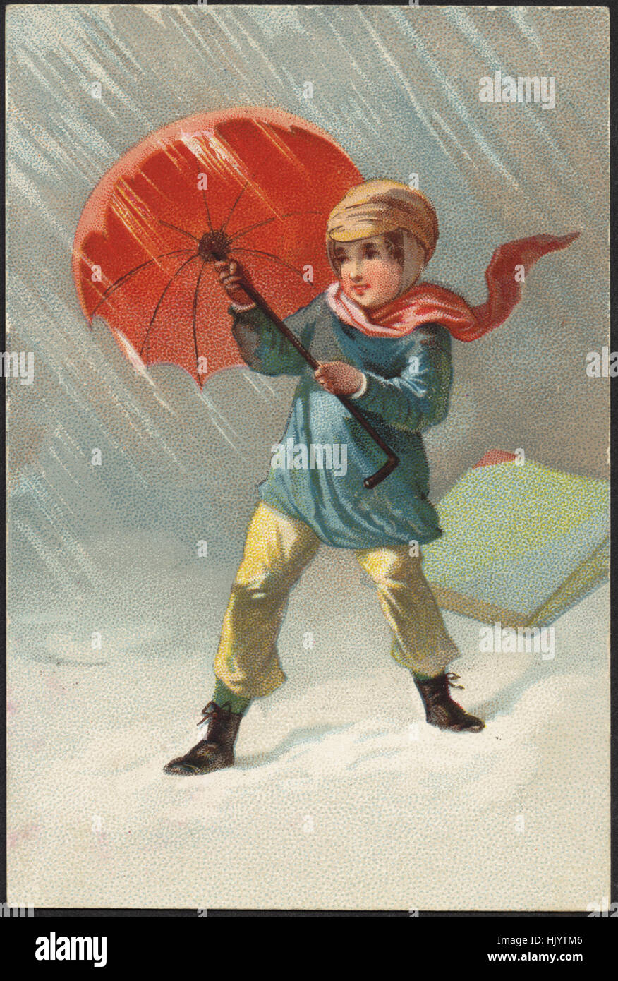 Boy holding up an umbrella against a storm Stock Photo - Alamy