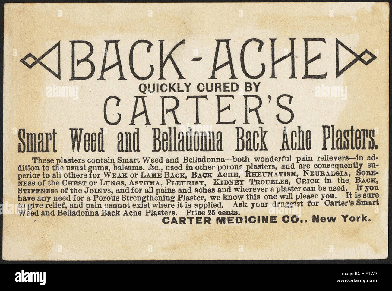 Carter's Backache Plasters for every ache or pain. Made from smart weed ...