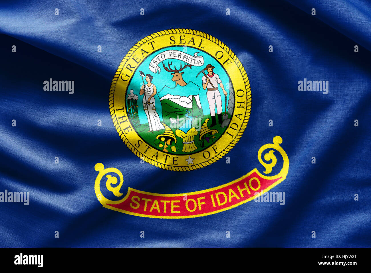 Waving Fabric Flag of Idaho Stock Photo - Alamy