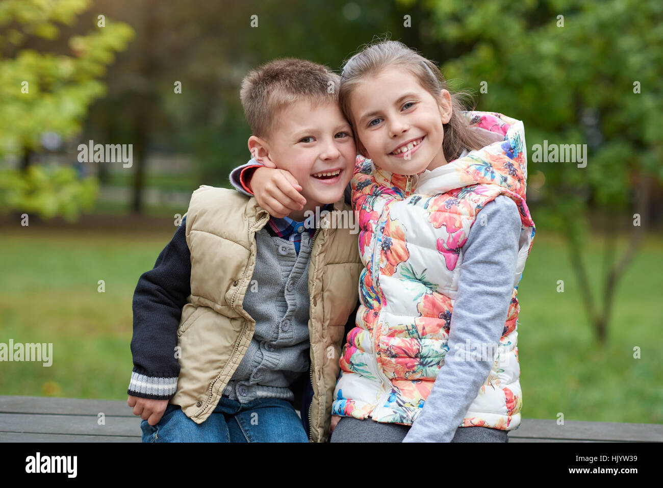 They're happy little siblings Stock Photo - Alamy