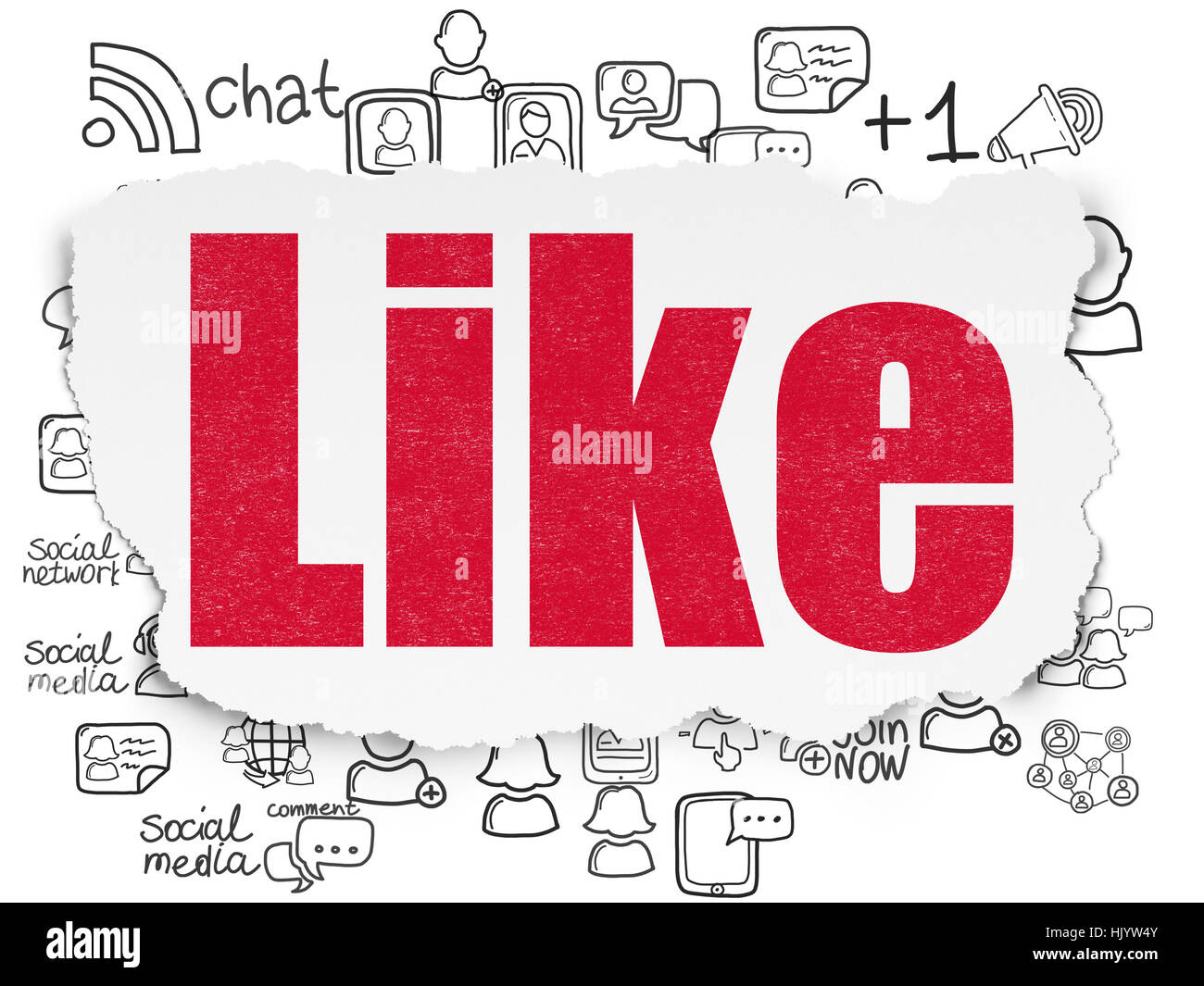 Social network concept: Like on Torn Paper background Stock Photo - Alamy