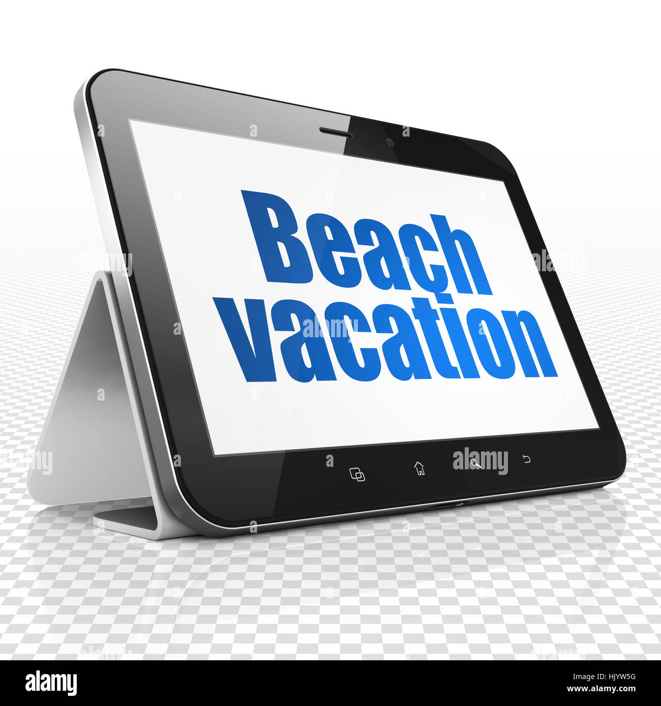 Tourism concept: Tablet Computer with Beach Vacation on display Stock ...