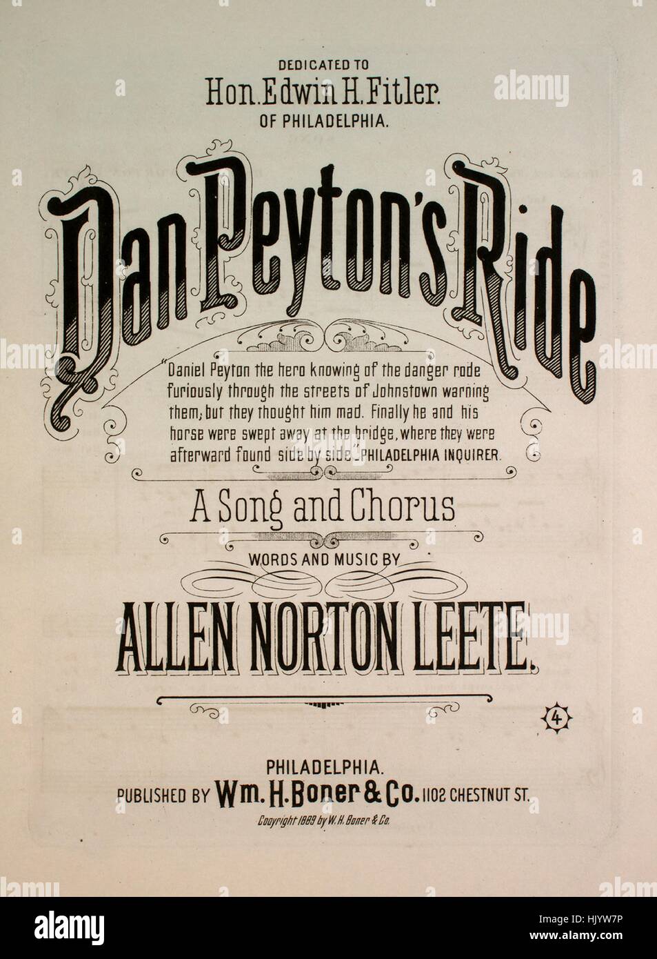 Sheet music cover image of the song 'Dan Peyton's Ride A Song and ...