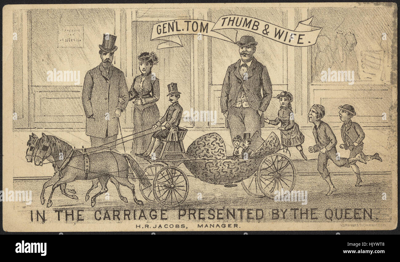 Gen'l Tom Thumb & Wife. In the carriage presented by the queen. (front ...