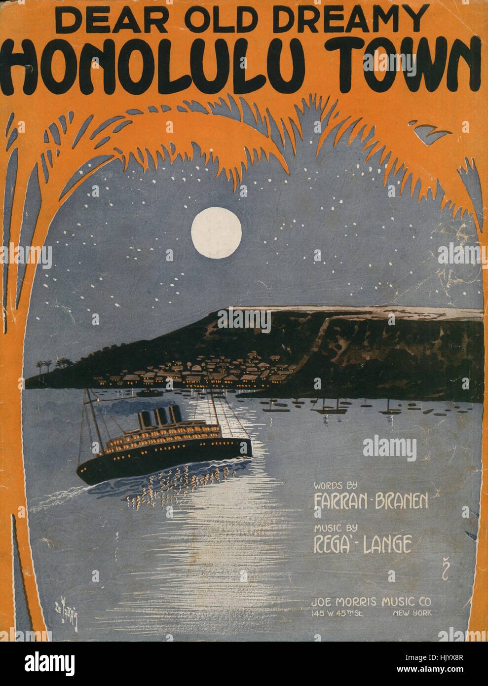 Sheet music cover image of the song 'Dear Old Dreamy Honolulu Town ...