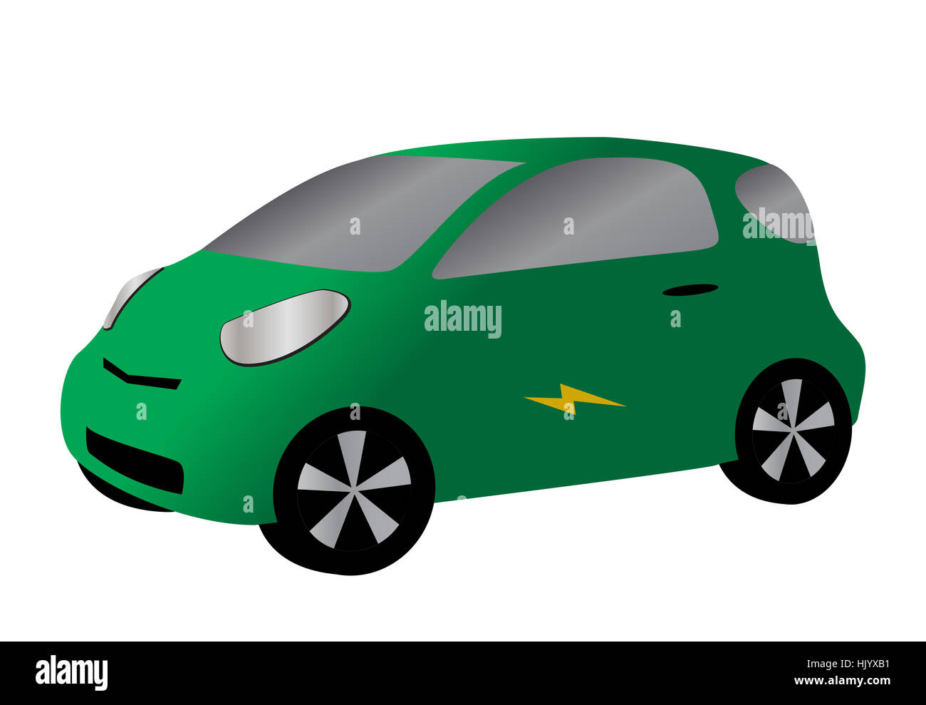 A Green Compact Car Isolated On A White Background Stock Photo - Alamy