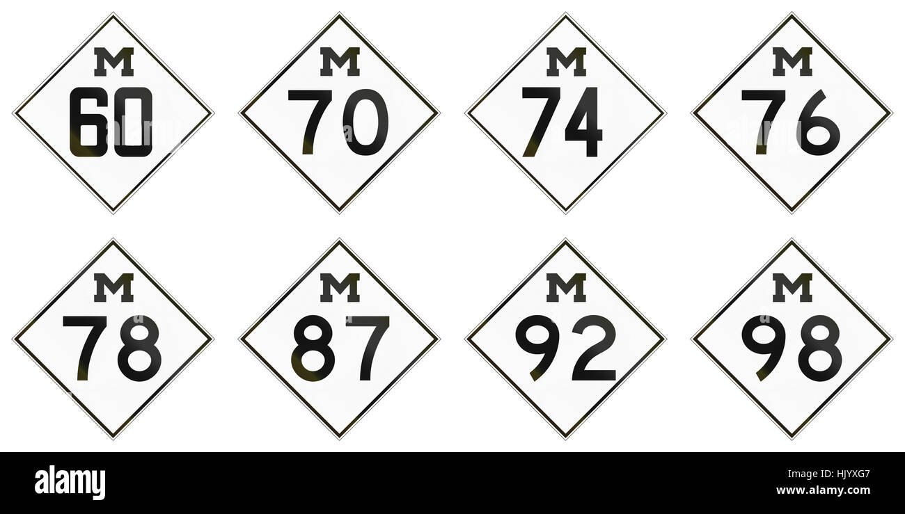 Collection of historic Michigan Route shields used in the United States ...