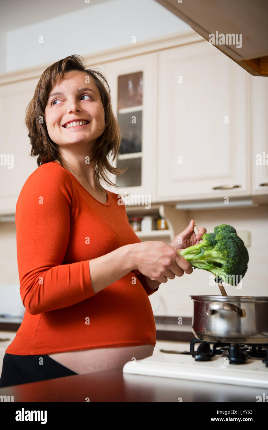 Woman Kitchen Cuisine Boil Cooks Boiling Cooking Belly Tummy