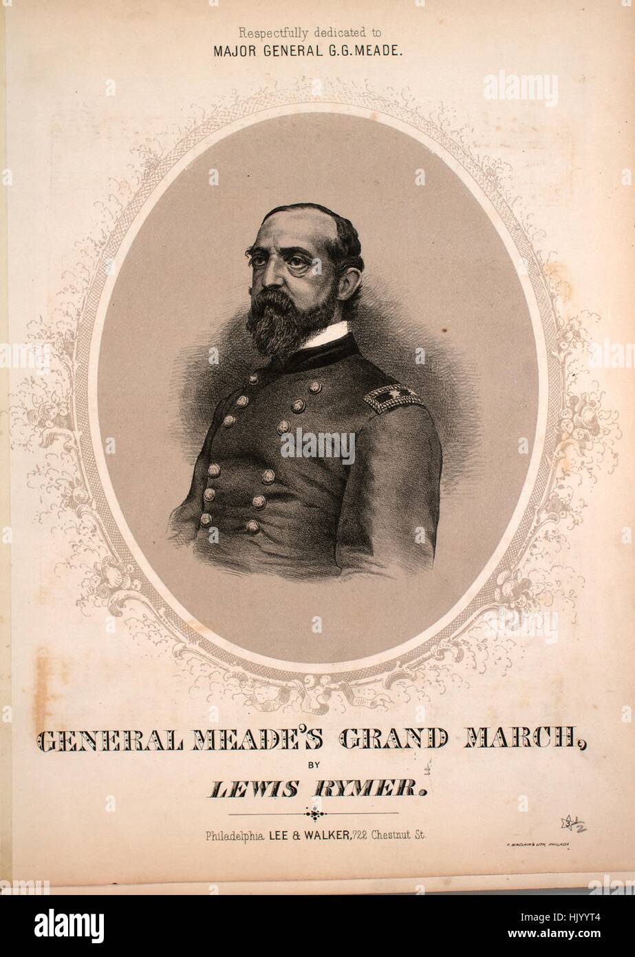 Sheet music cover image of the song 'General Meade's Grand March', with ...