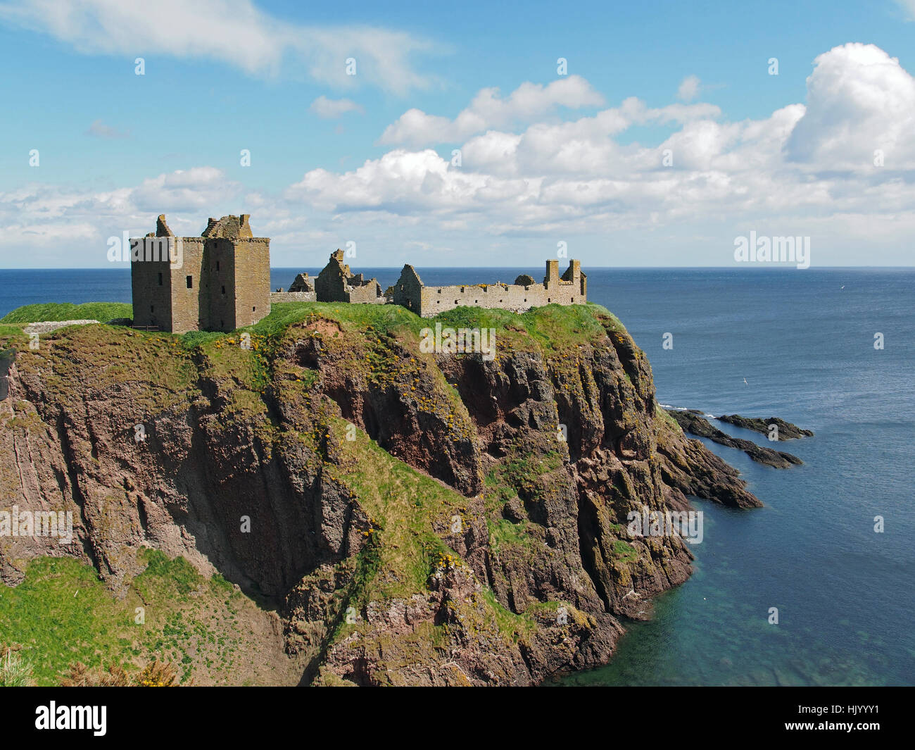 stone, scotland, cliff, castle, firmament, sky, salt water, sea, ocean ...