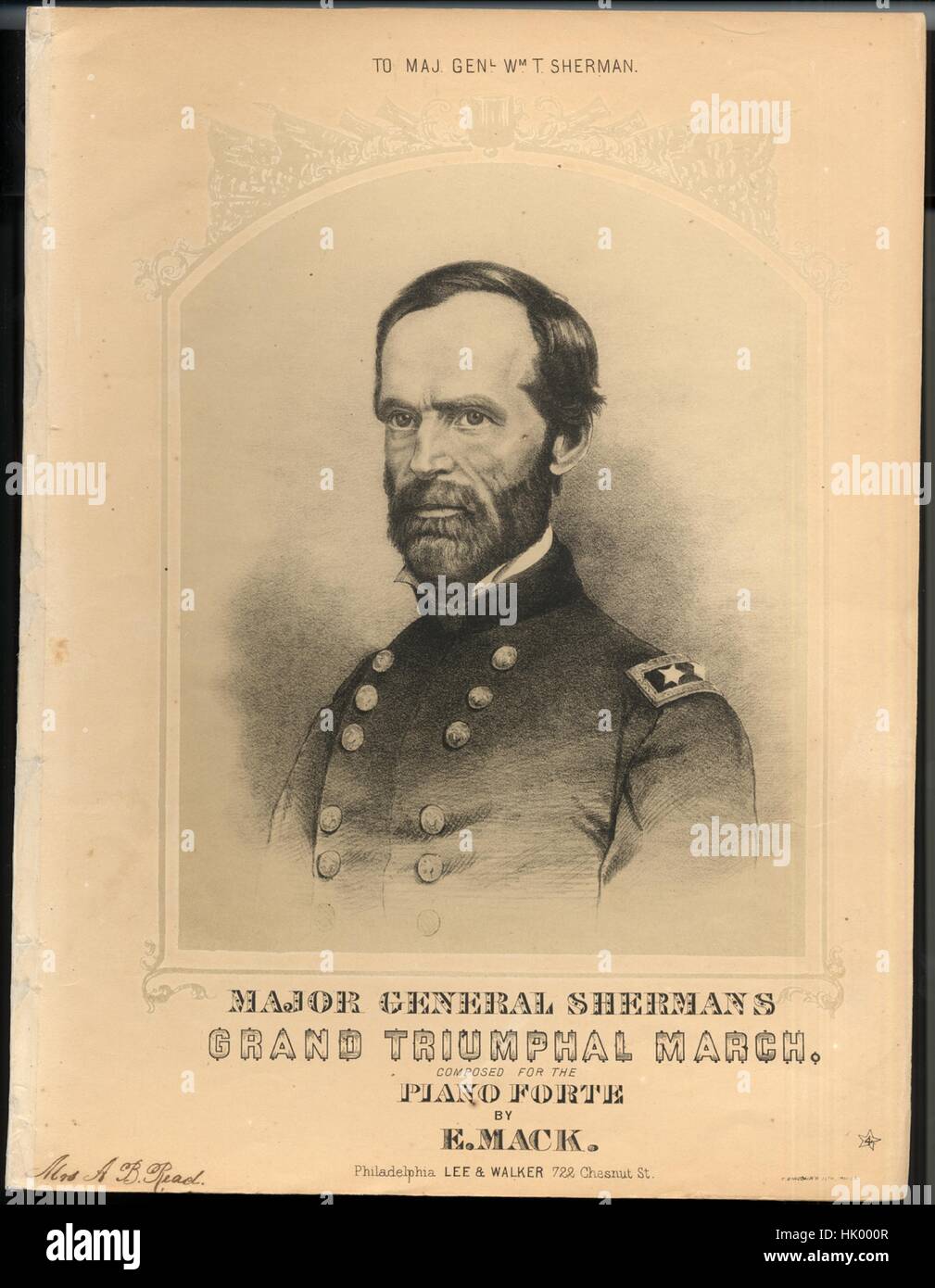 Sheet music cover image of the song 'Major General Sherman's Grand ...