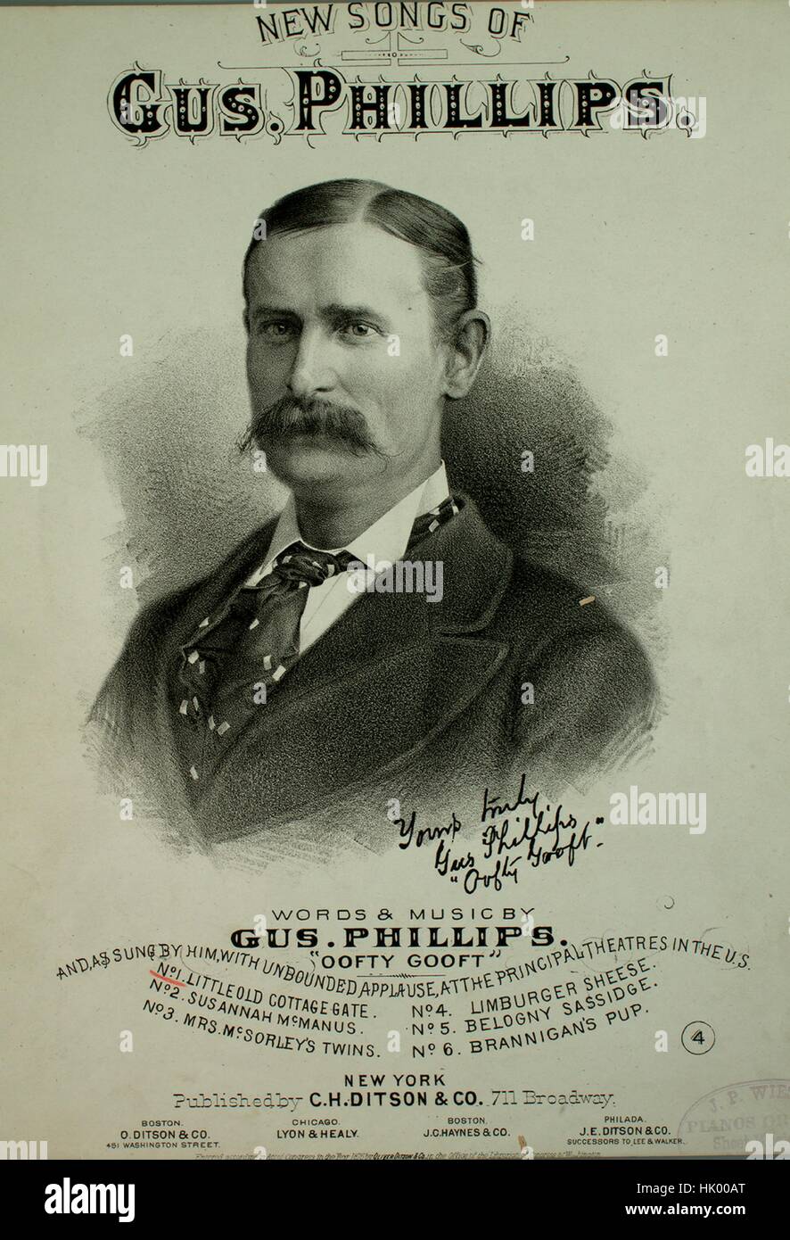 Sheet music cover image of the song 'New Songs of Gus Phillips No 1 ...