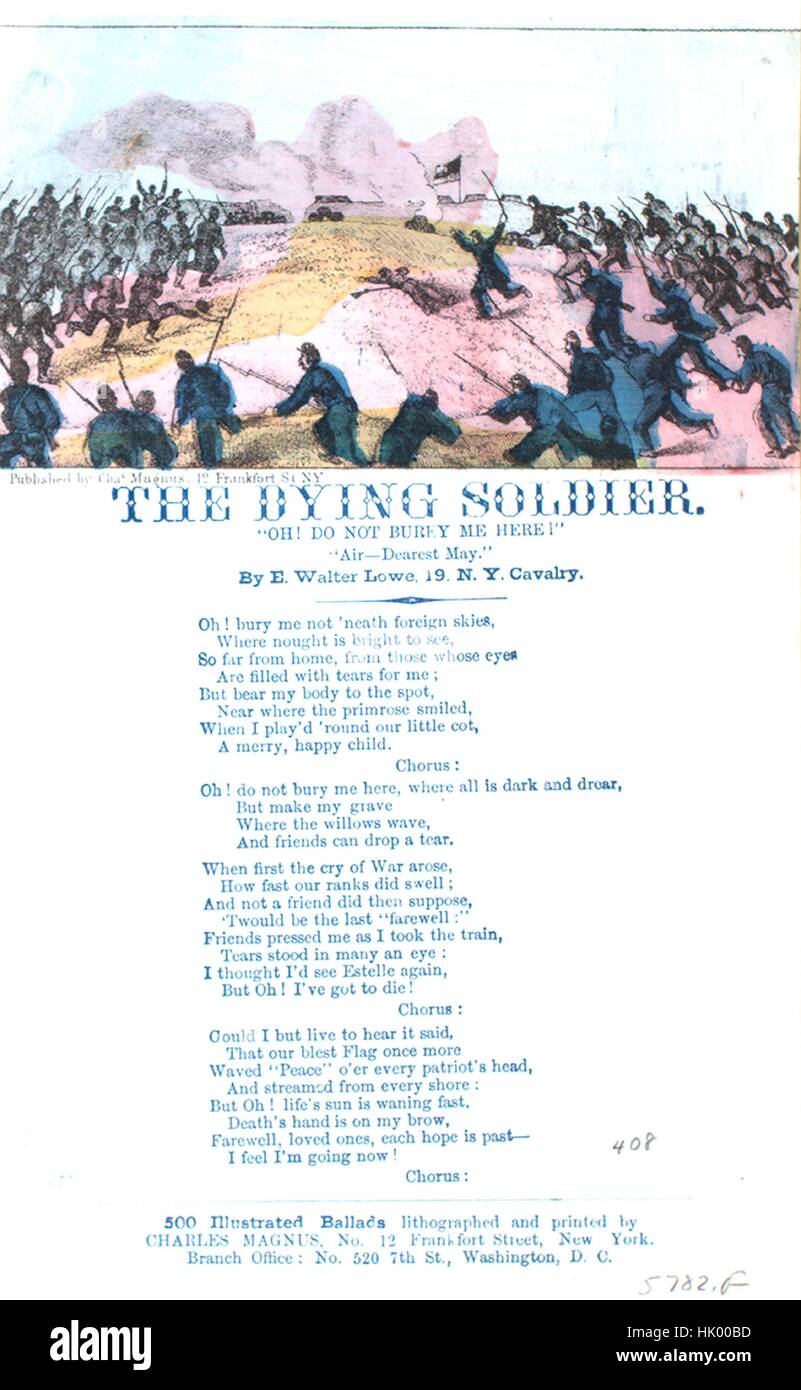 Sheet music cover image of the song 'Song Sheet The Dying Soldier Do ...