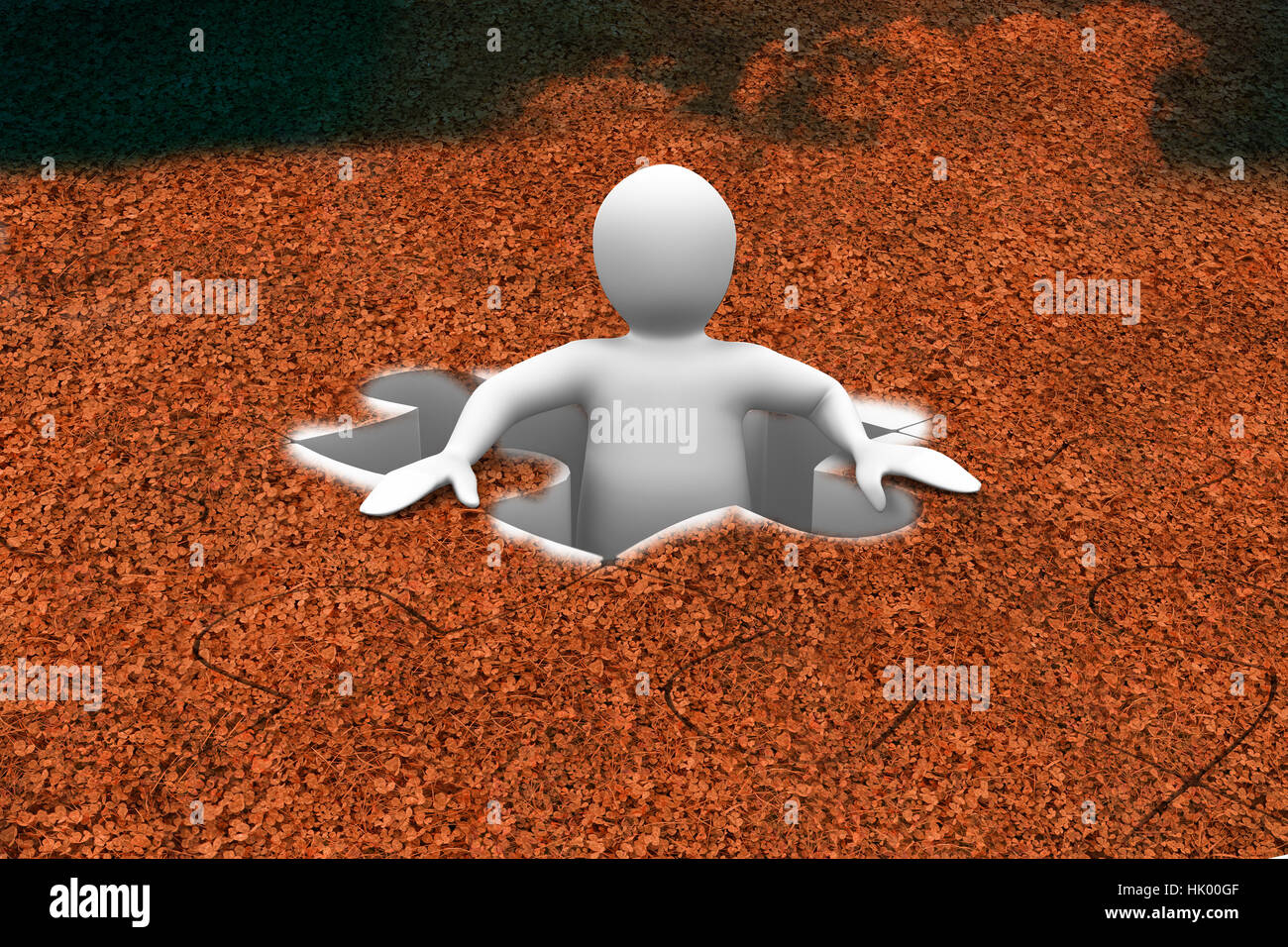 White character appearing in a puzzle with a missing piece Stock Photo ...
