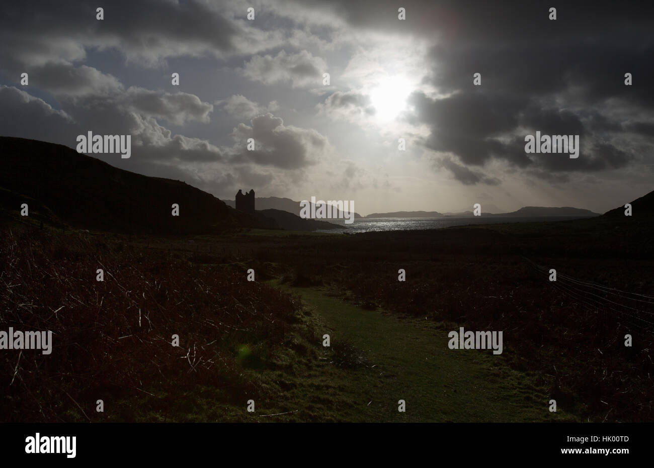 Isle of Kerrera, Scotland. Dramatic view of the historic 16th century ...