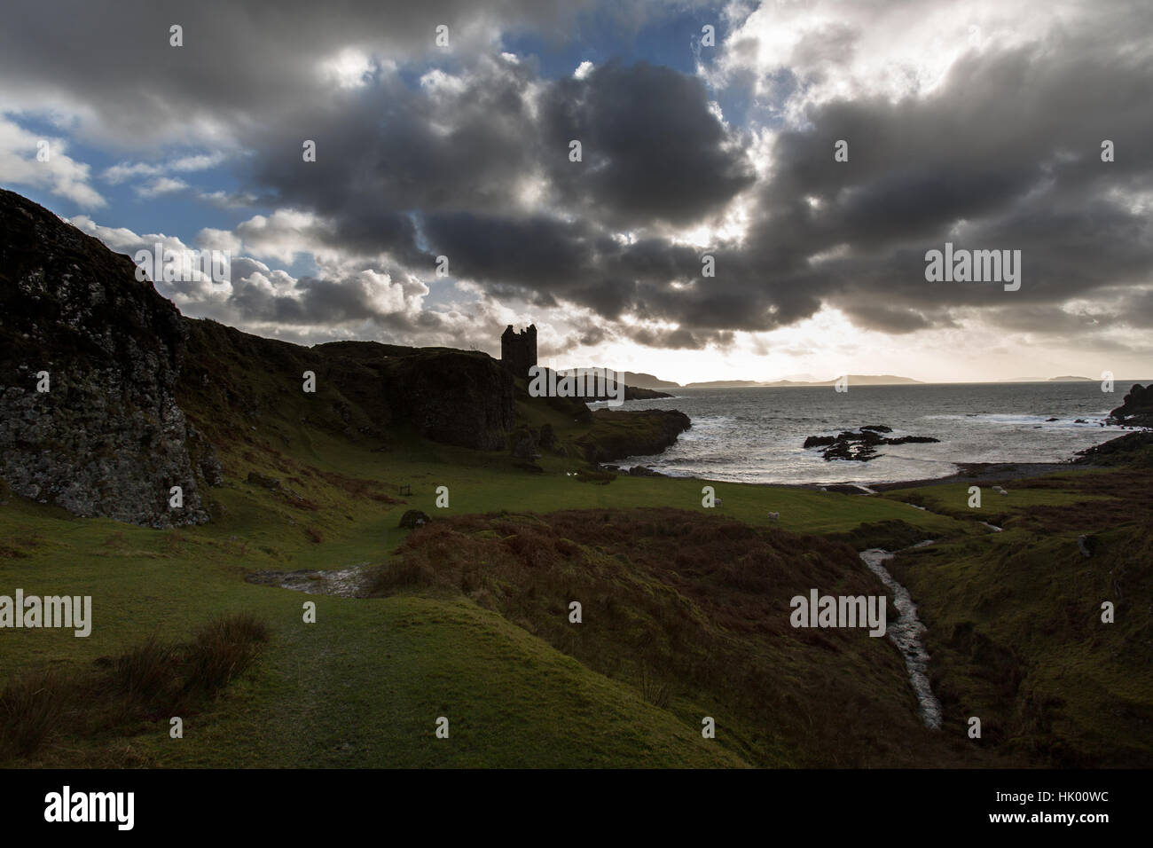 Isle of Kerrera, Scotland. Dramatic view of the historic 16th century ...