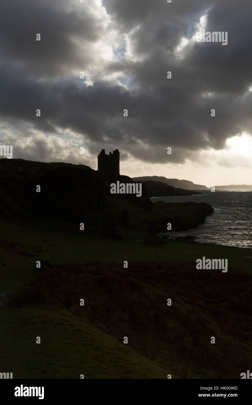 Isle of Kerrera, Scotland. Dramatic view of the historic 16th century ...