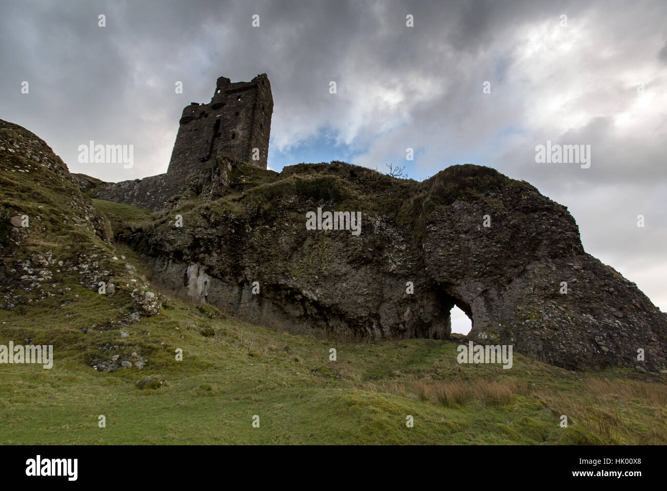 Isle of Kerrera, Scotland. Dramatic view of the historic 16th century ...