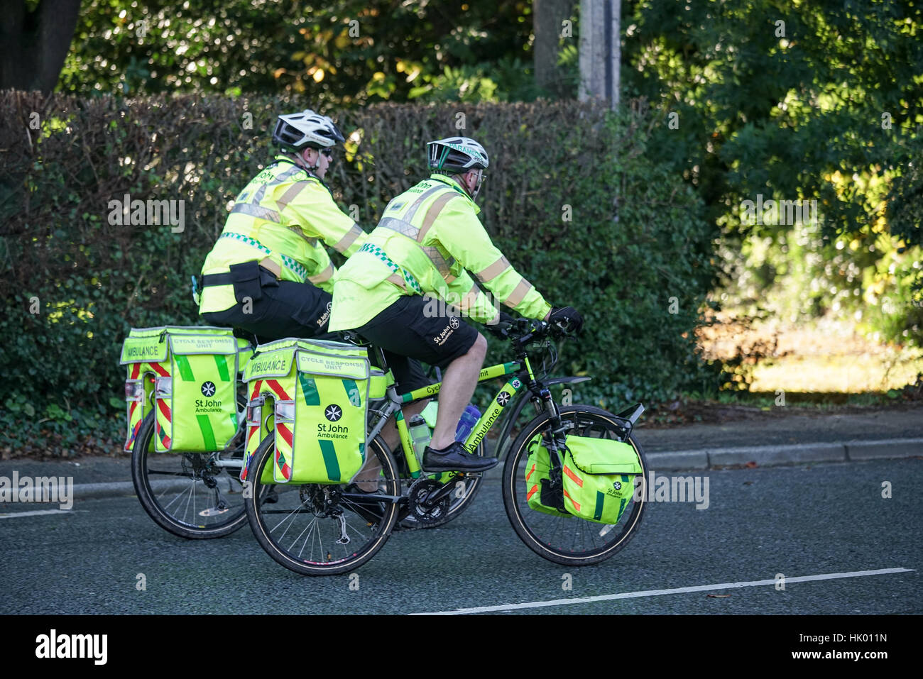 A pair of St John Ambulance paramedics support the Chester Marathon on ...