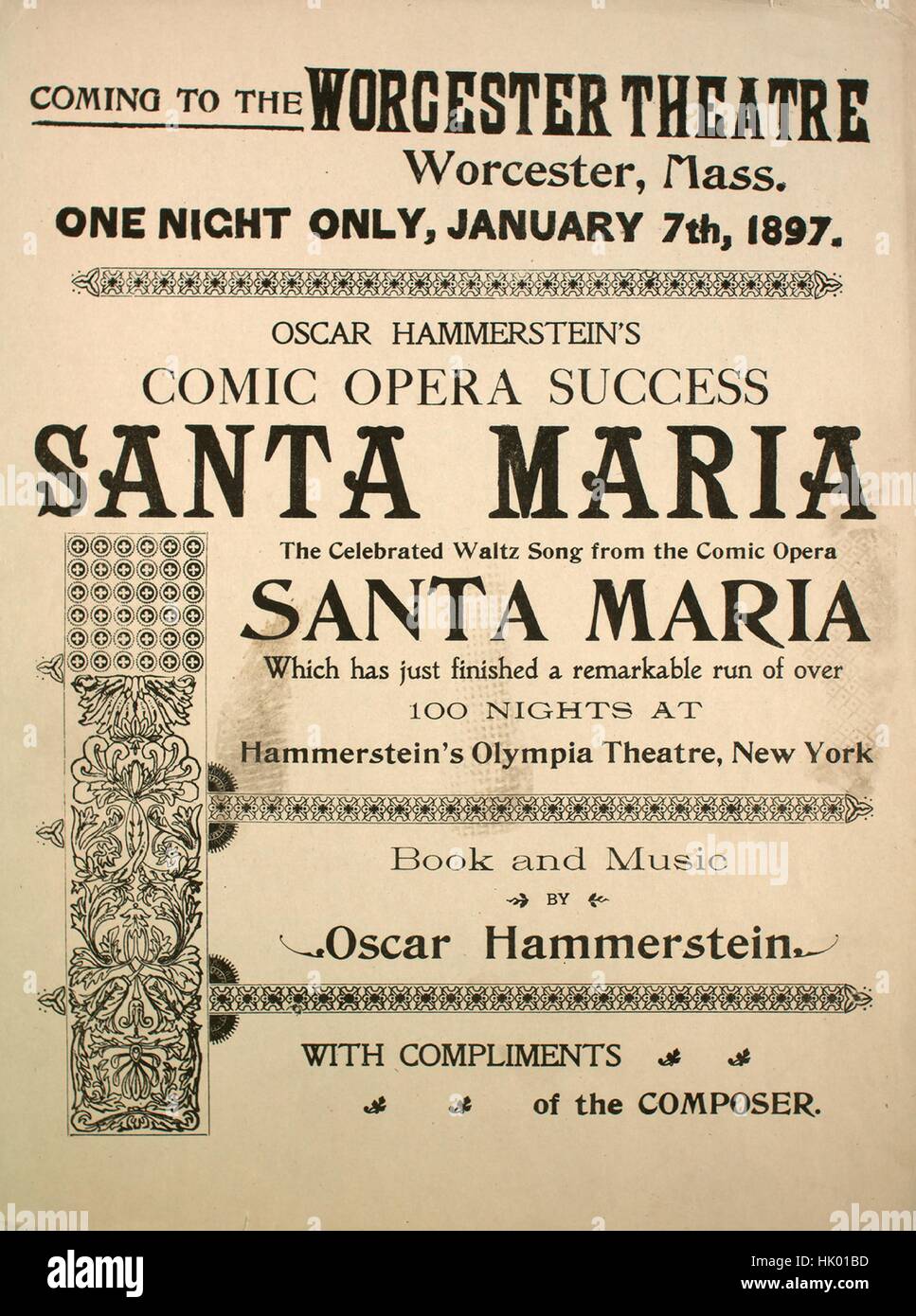 Sheet music cover image of the song 'Santa Maria, My Joy, My Pride The ...