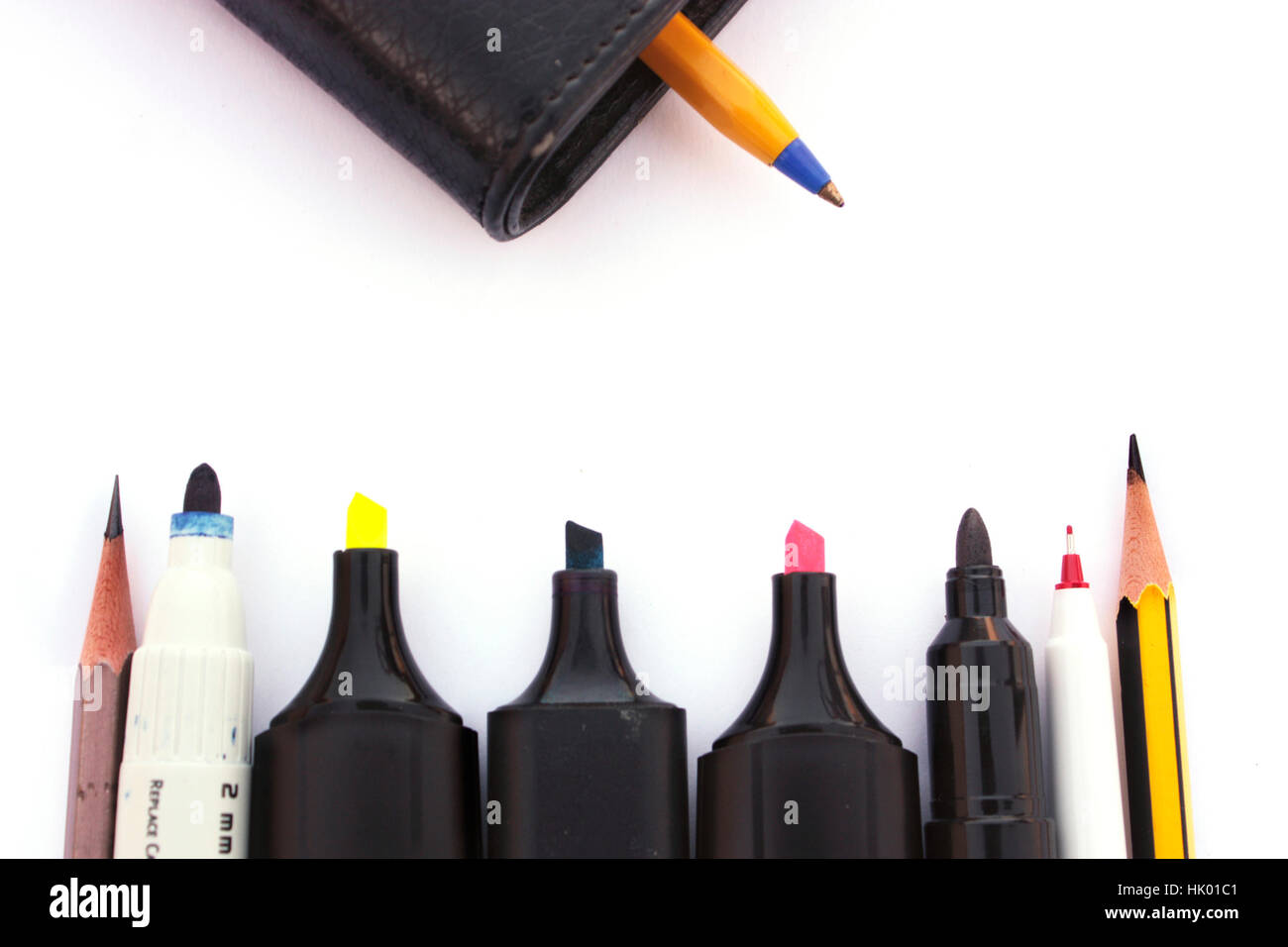 Colorful writing tools and diary Stock Photo - Alamy