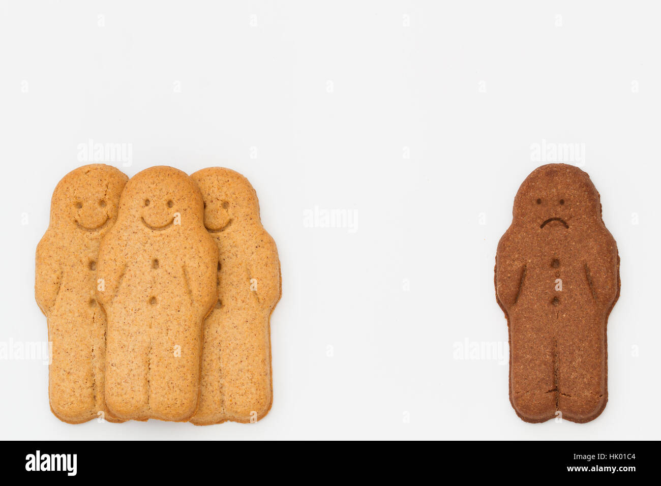 Groups of black and white gingerbread with a person isolated from the ...