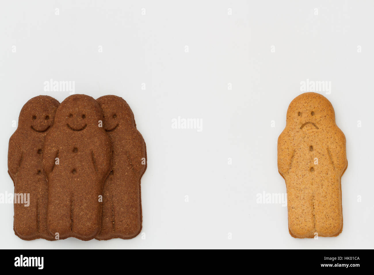 Groups of black and white gingerbread with a person isolated from the ...