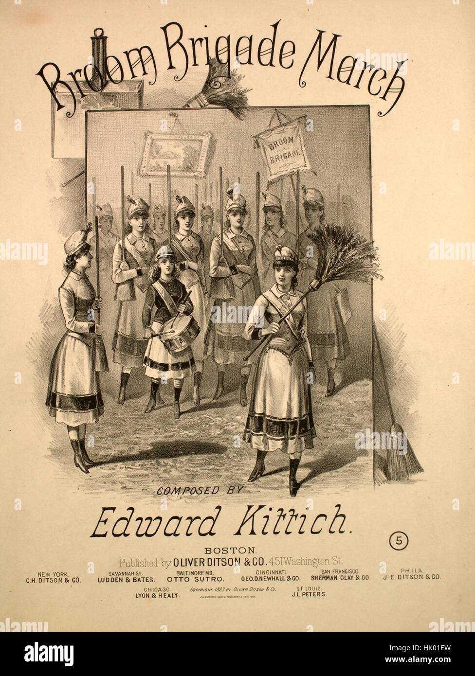 Sheet music cover image of the song 'Broom Brigade March', with ...