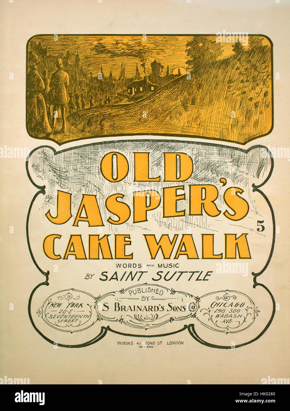 Sheet music cover image of the song 'Old Jasper's Cake Walk', with ...