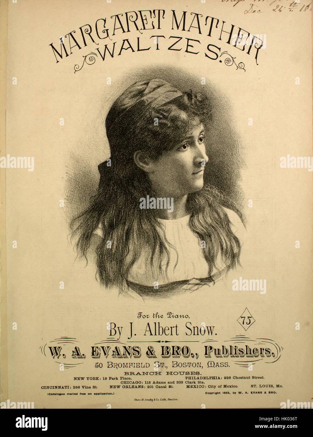 Sheet music cover image of the song 'Margaret Mather Waltzes for the ...