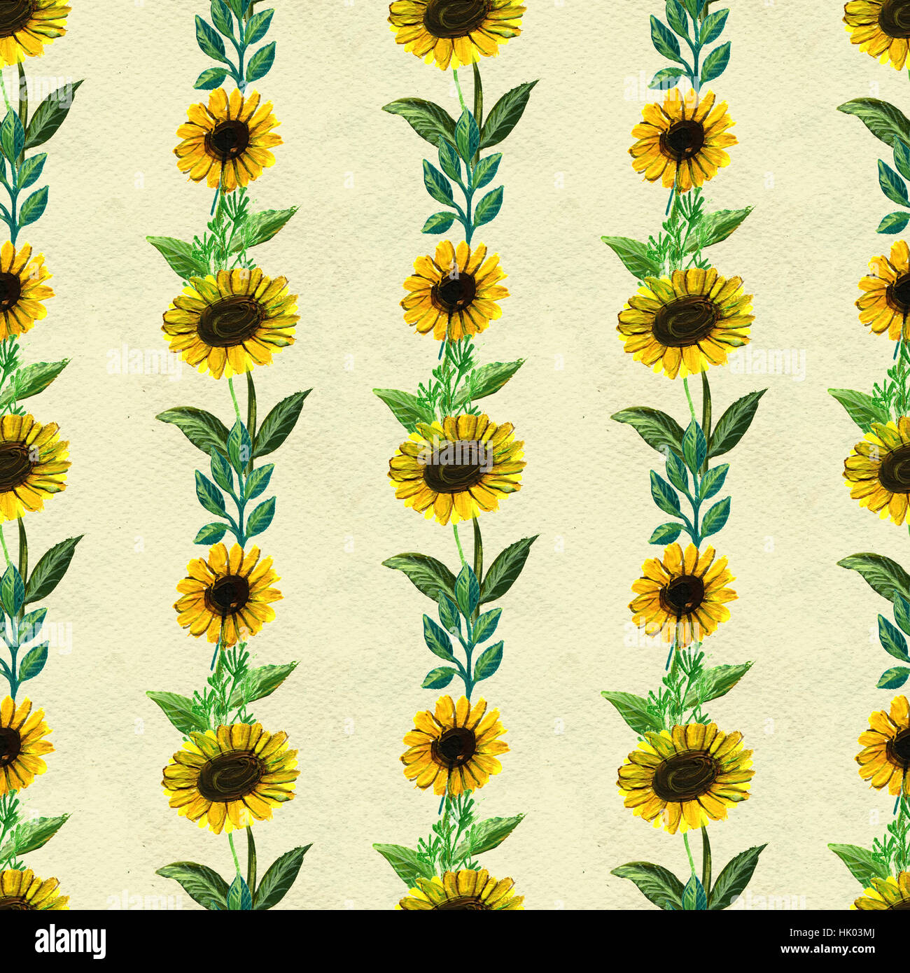 Seamless pattern with sunflowers Stock Photo - Alamy
