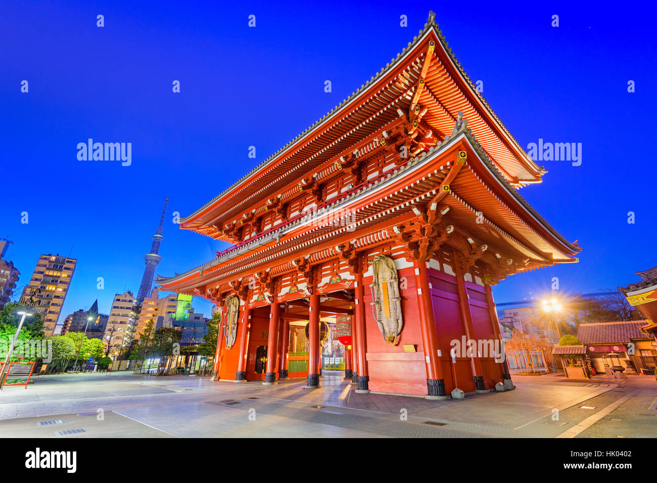 Sensoji Temple gate and Skytree Tower in Tokyo, Japan Stock Photo - Alamy