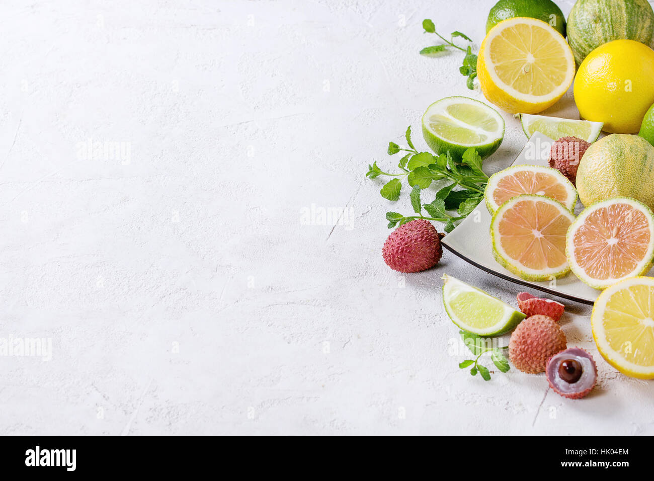 Variety of citrus fruits with tiger lemon Stock Photo - Alamy