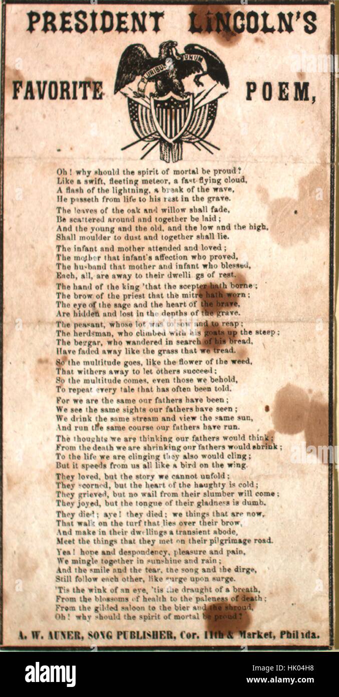 Sheet music cover image of the song 'Song Sheet President's Lincoln's ...