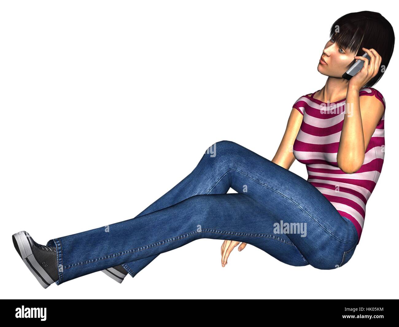 attractive model in a telephone call with the iphone Stock Photo - Alamy