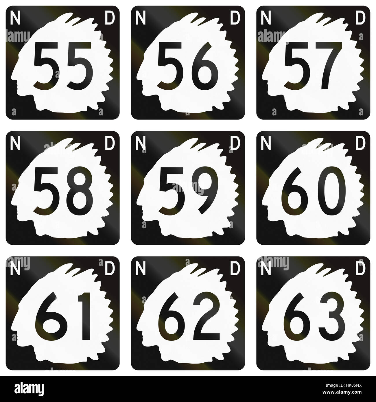 Collection of North Dakota Route shields used in the United States ...