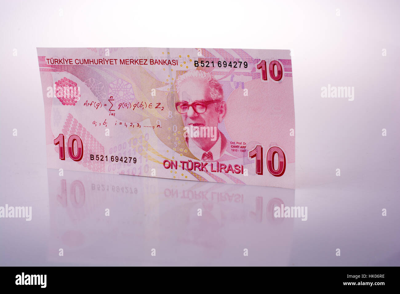Turksh Lira banknotes of 10 Lira on white background Stock Photo - Alamy