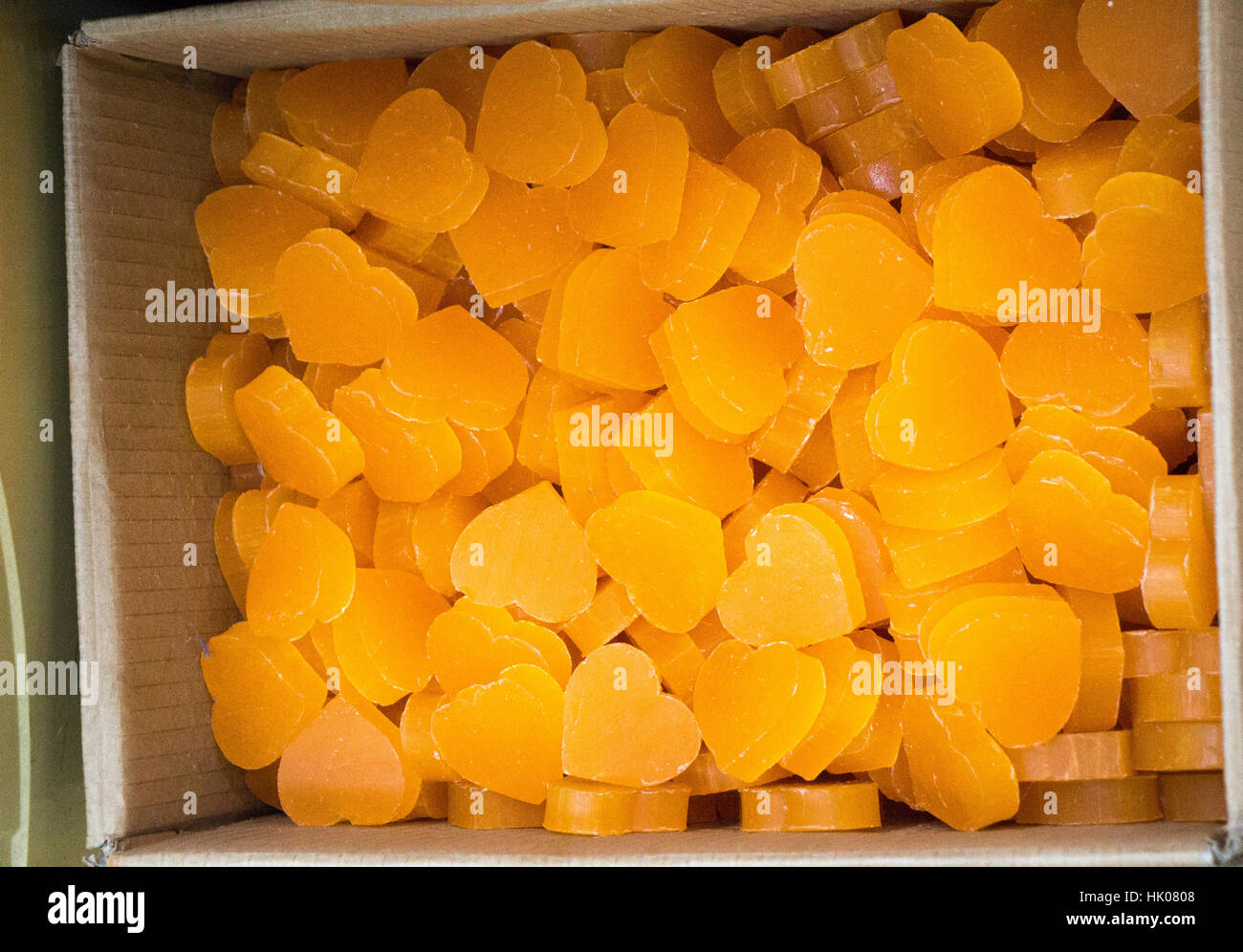 colorful fragrant bars of soap in the shape of heart and Stock Photo ...