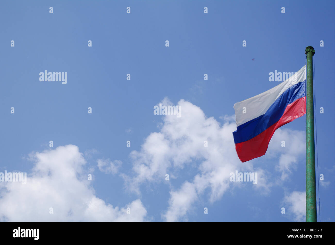 russian national flag against the blue sky. red ,blue, white Stock ...
