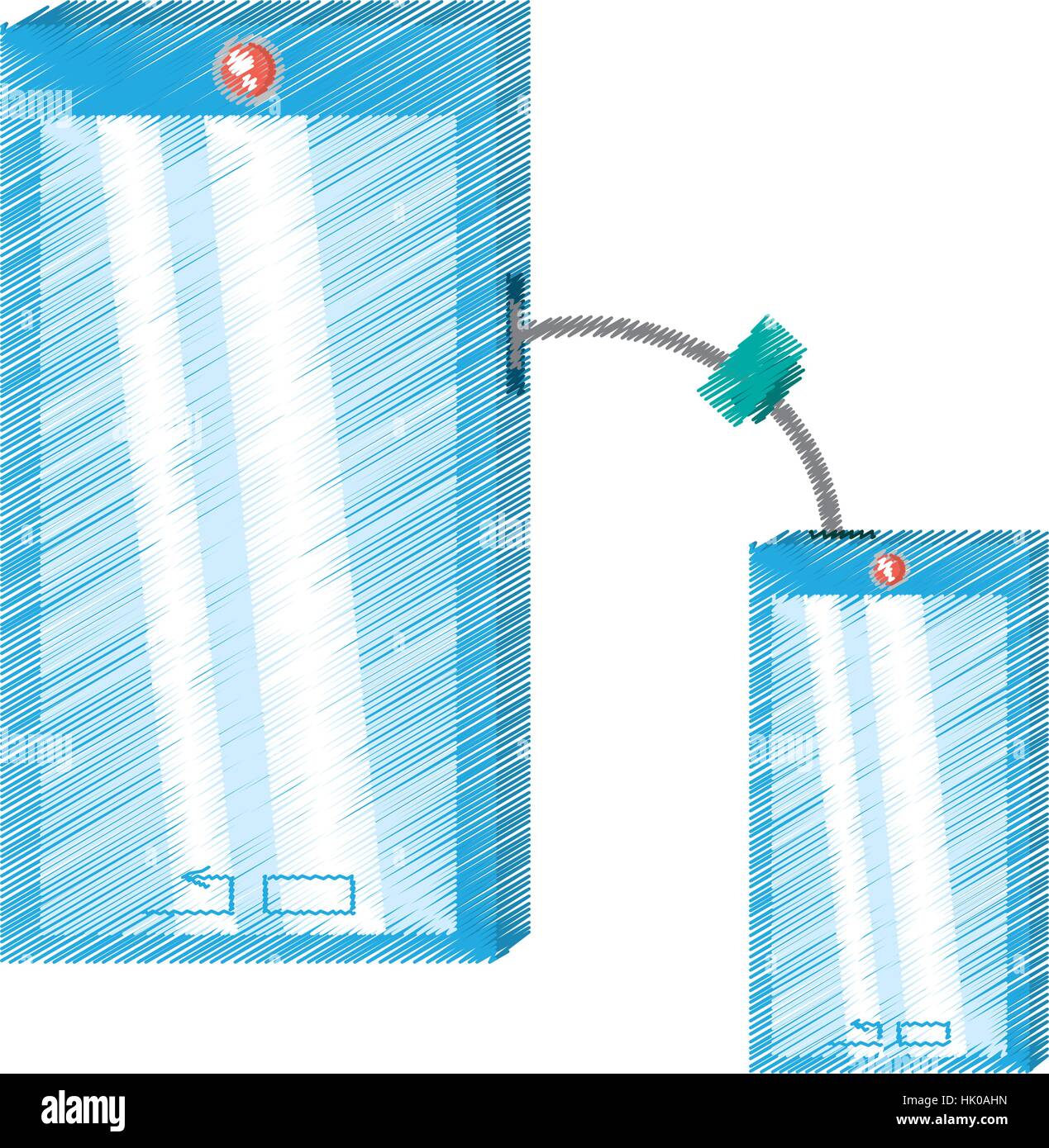 drawing two smart phone device technology mobile transfer vector ...